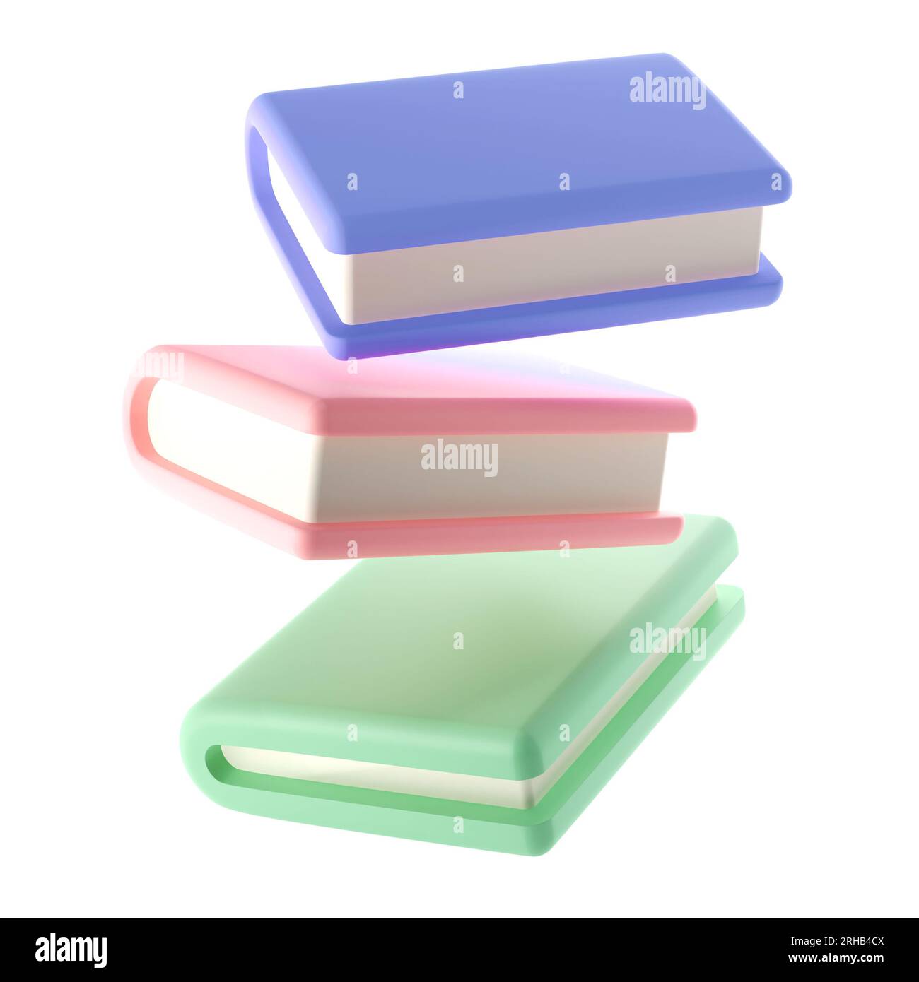 3D Stack of Closed Book falling down in air Icon. Isolated with clipping path. Render ...