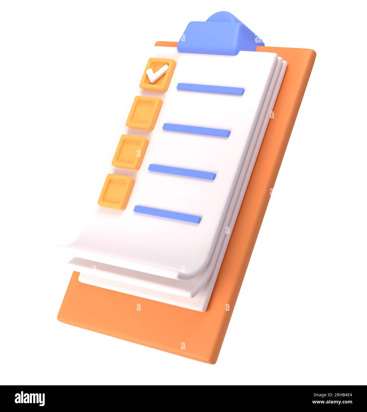 3d white clipboard icon task management todo check list on orange plane ...