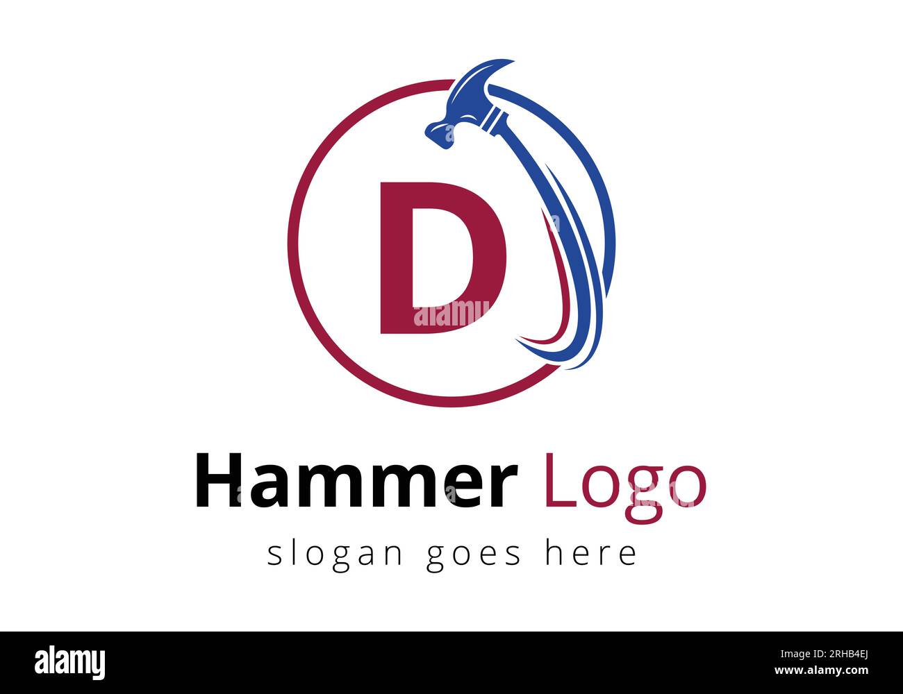 Letter D Hammer Logo Concept For Construction, Woodworking Company ...