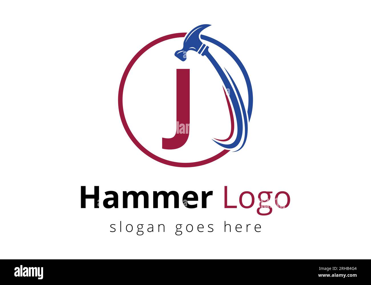 Letter J Hammer Logo Concept For Construction, Woodworking Company ...