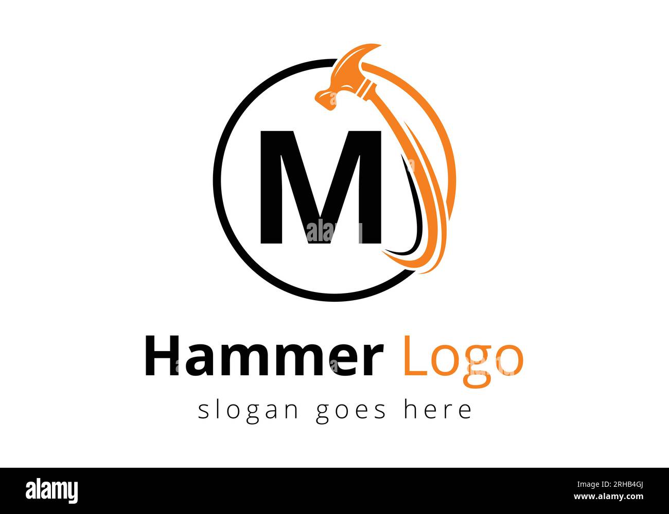 Letter M Hammer Logo Concept For Construction, Woodworking Company Repair Symbol Vector Template ...