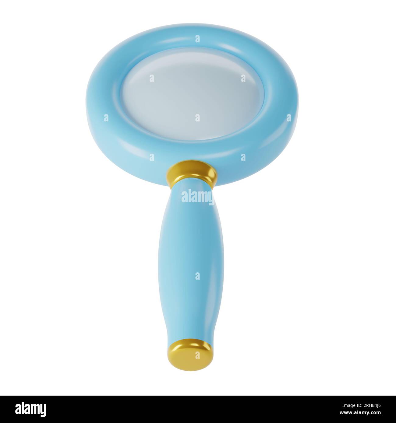 3d blue magnifying glass icon isolated with clipping path. Render ...