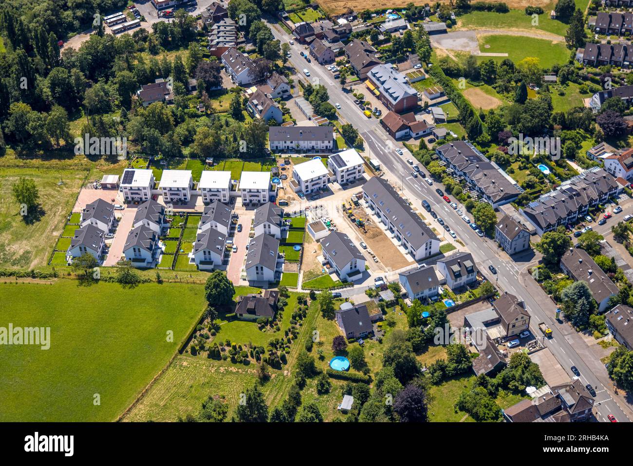 Aerial view, construction site new housing estate on old Rumbaum site ...