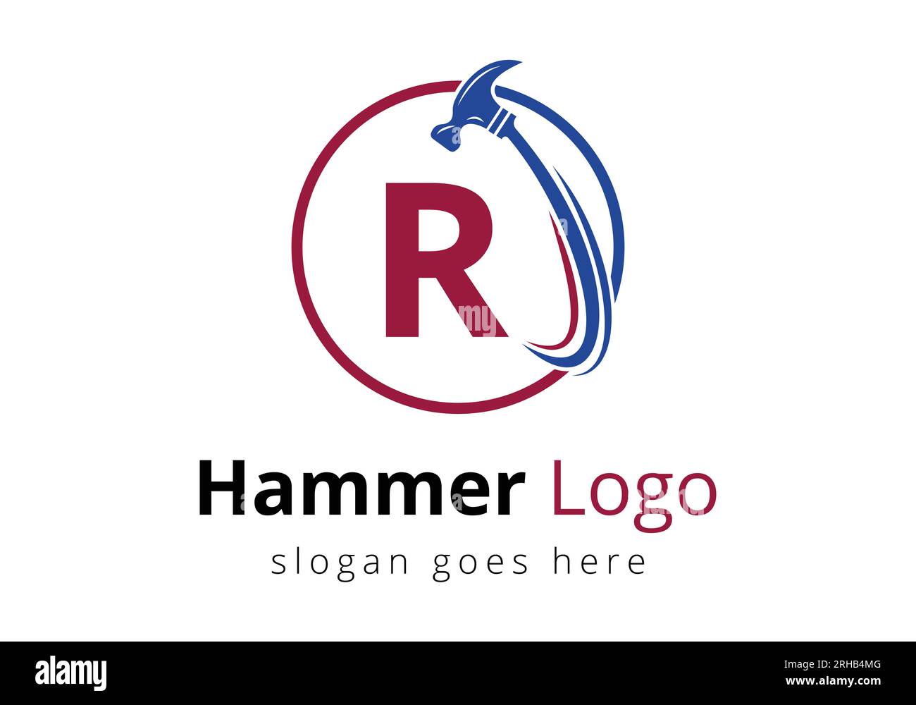 Letter R Hammer Logo Concept For Construction, Woodworking Company ...
