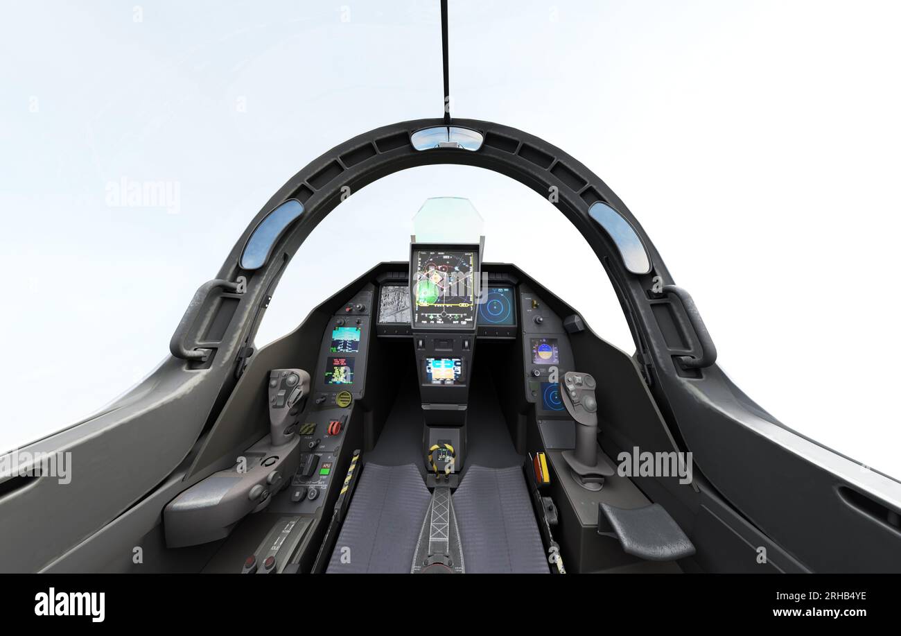 attack fighter interior 3d render image on white Stock Photo - Alamy