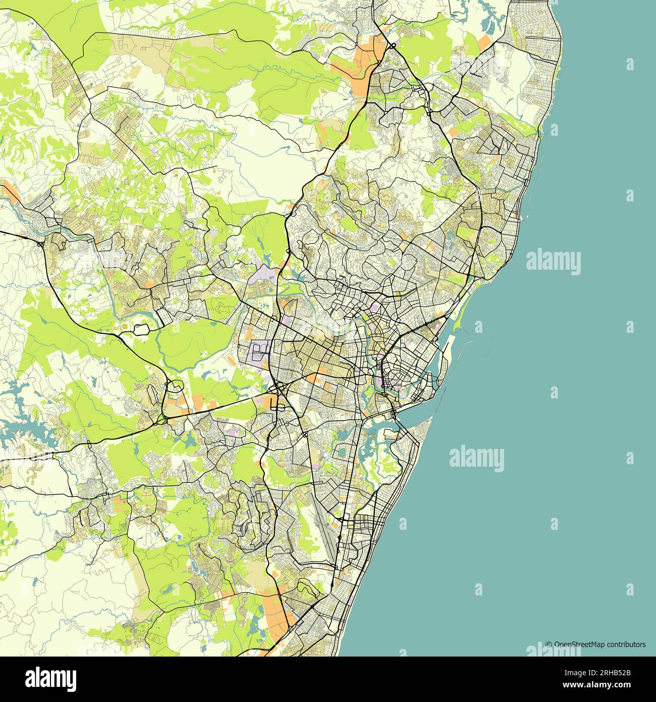 Vector city map of Recife, State of Pernambuco, Brazil Stock Vector ...