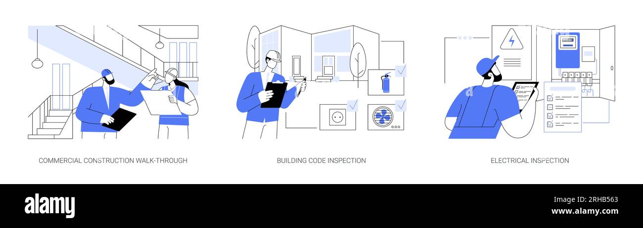 Commercial construction progress inspection abstract concept vector ...