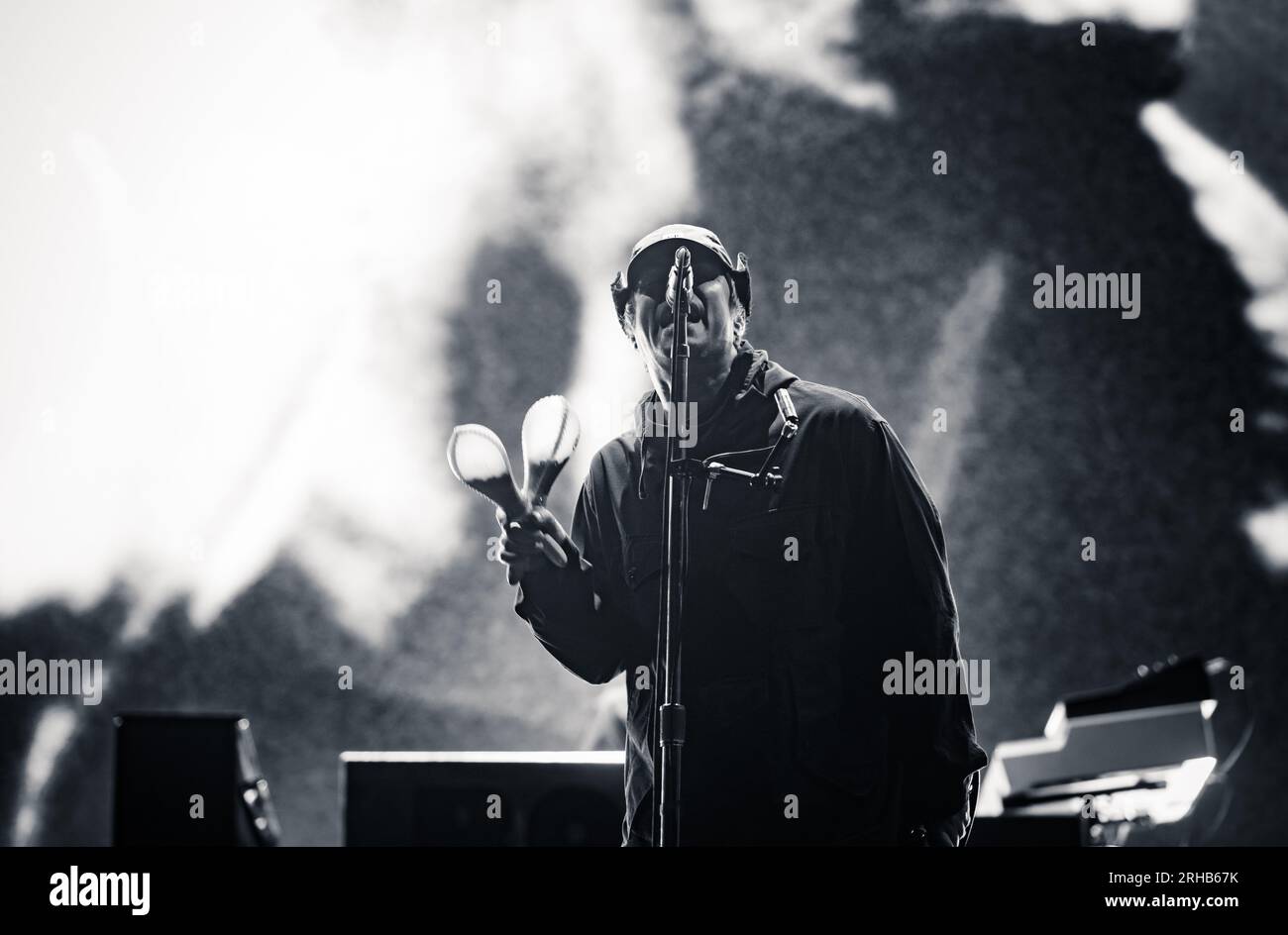 Former Oasis frontman Liam Gallagher performing live on the main stage ...