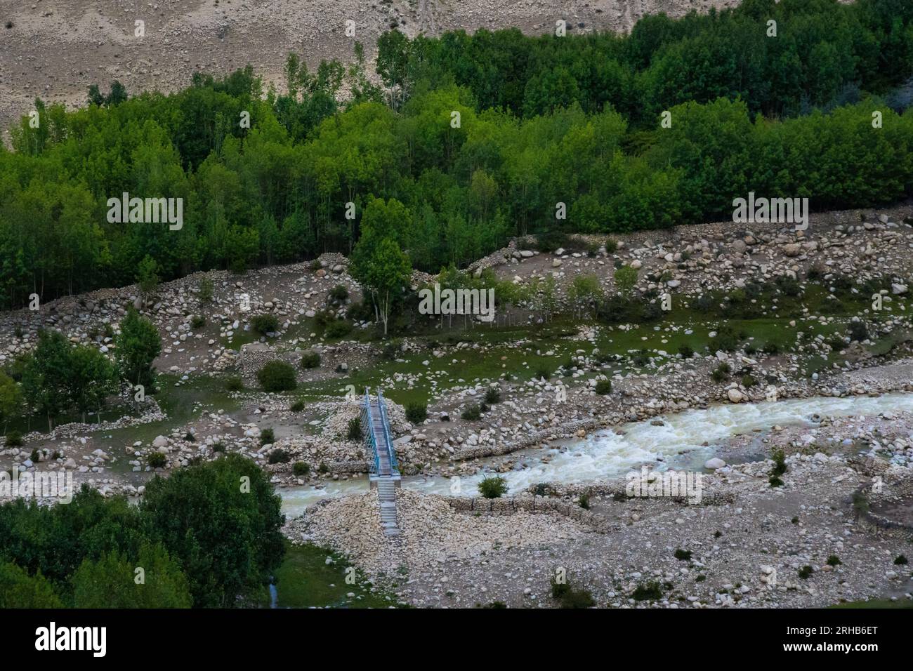 Beautiful Tsarang aka Charang Village desert Landscape with river and ...