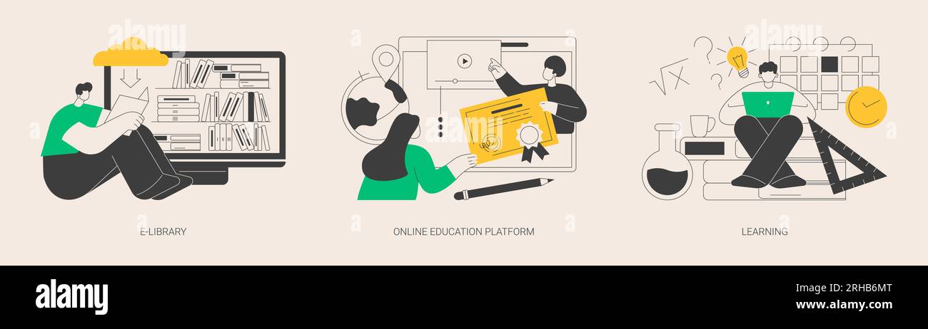 Elearning courses abstract concept vector illustrations Stock Vector ...