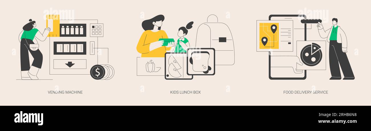 Take away lunch and snack abstract concept vector illustrations Stock ...