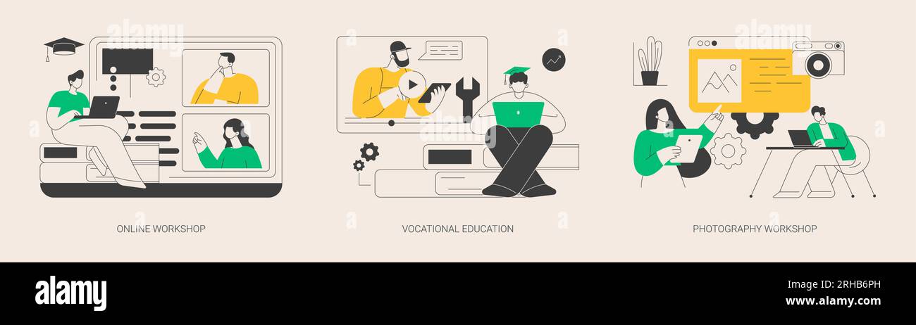 Professional learning abstract concept vector illustrations Stock ...