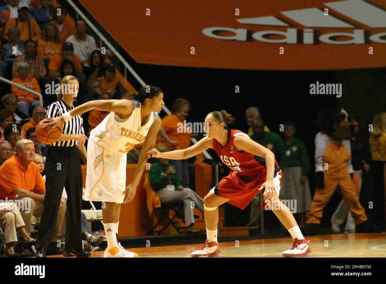 Candace Parker of the Lady Vols basketball team looks on during her ...
