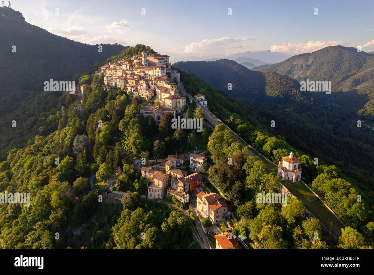 Aerial view of the Sacro Monte of Varese, this sacred mount is a ...