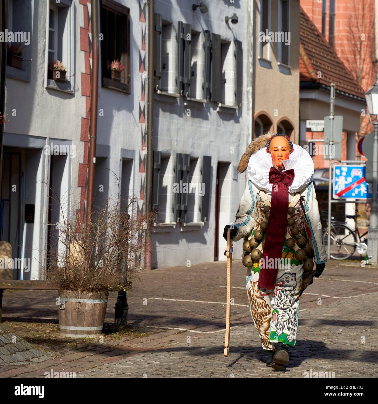 Villingen, Germany - February 20, 2023: Isolated jester at parade in ...