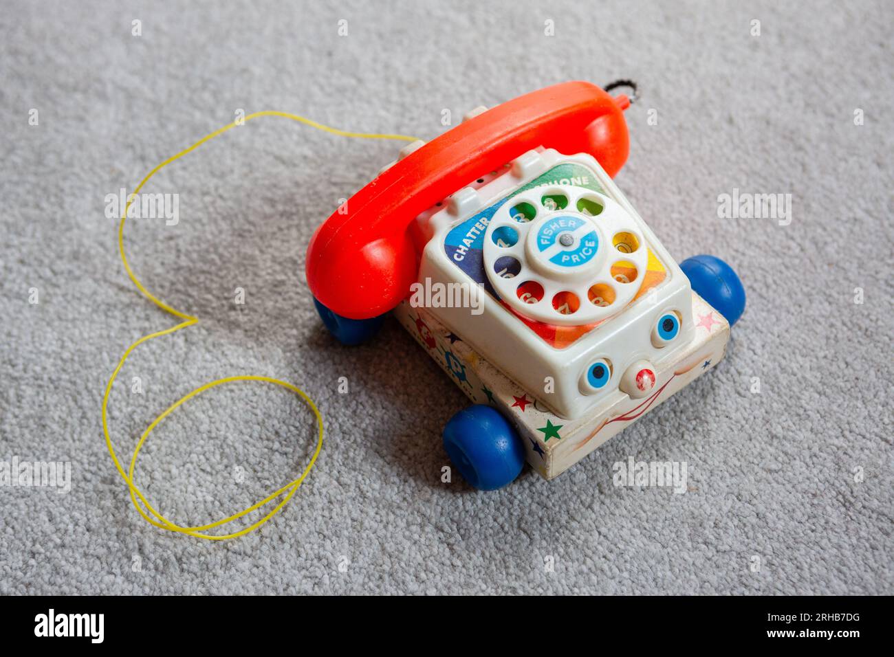 Fisher Price Chatter Phone form the 1980s, on a grey carpet Stock Photo ...