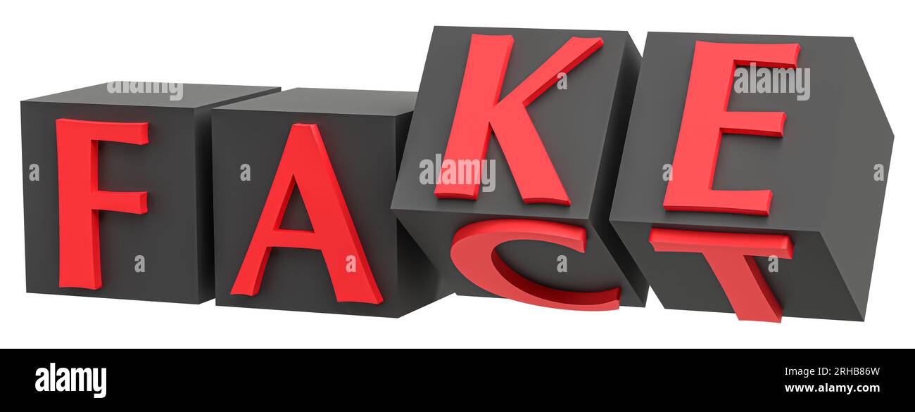 Cubes with letters flip over and the words change from FACT to FAKE ...