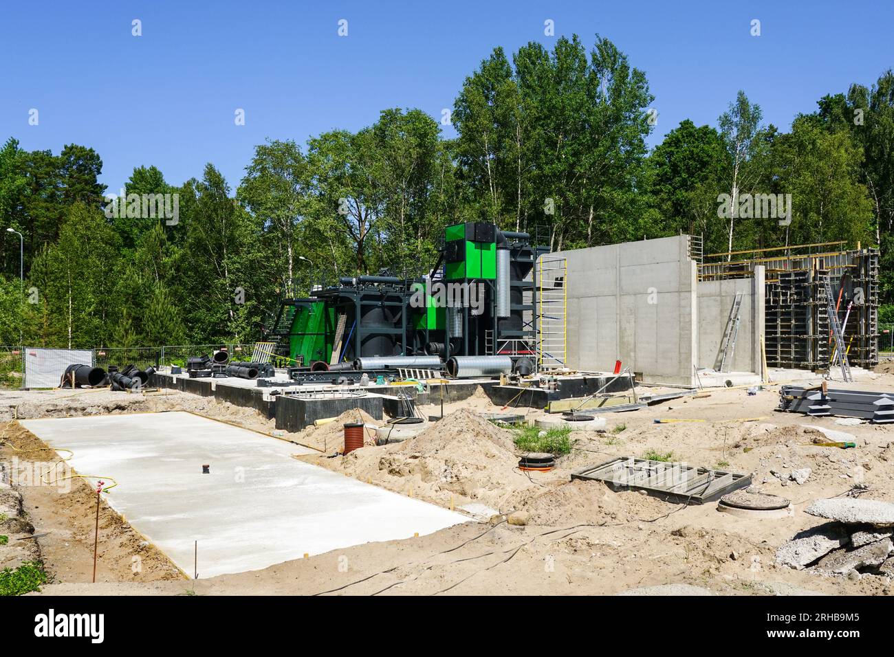 New unfinished wood chip biofuel boiler house for increased heat energy ...