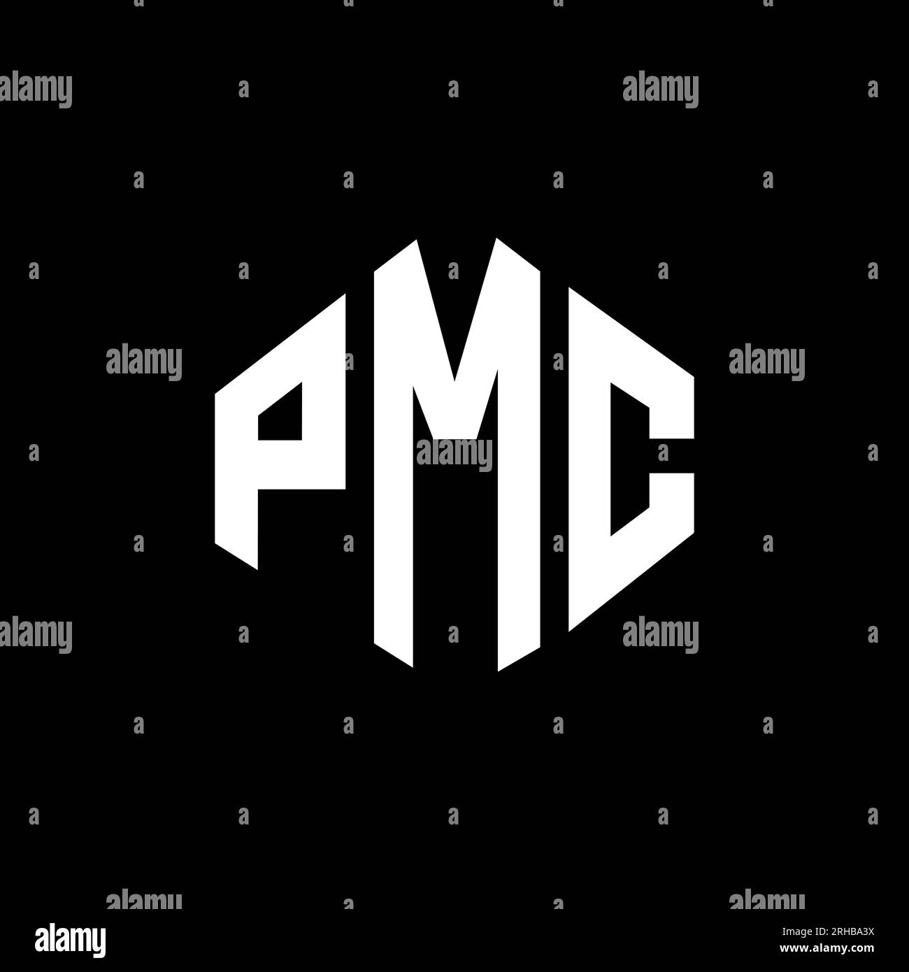 PMC letter logo design with polygon shape. PMC polygon and cube shape ...