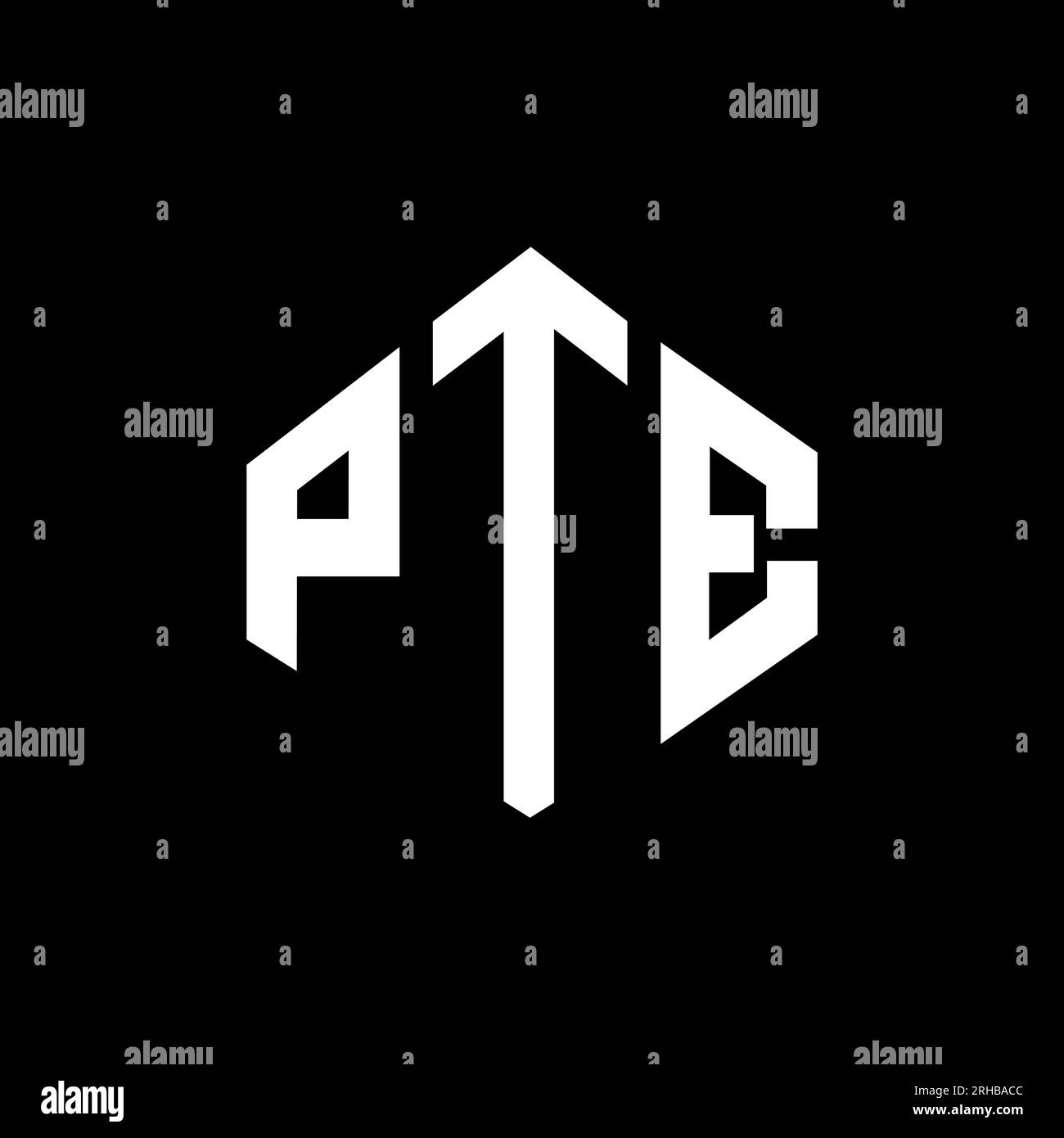 PTE letter logo design with polygon shape. PTE polygon and cube shape ...