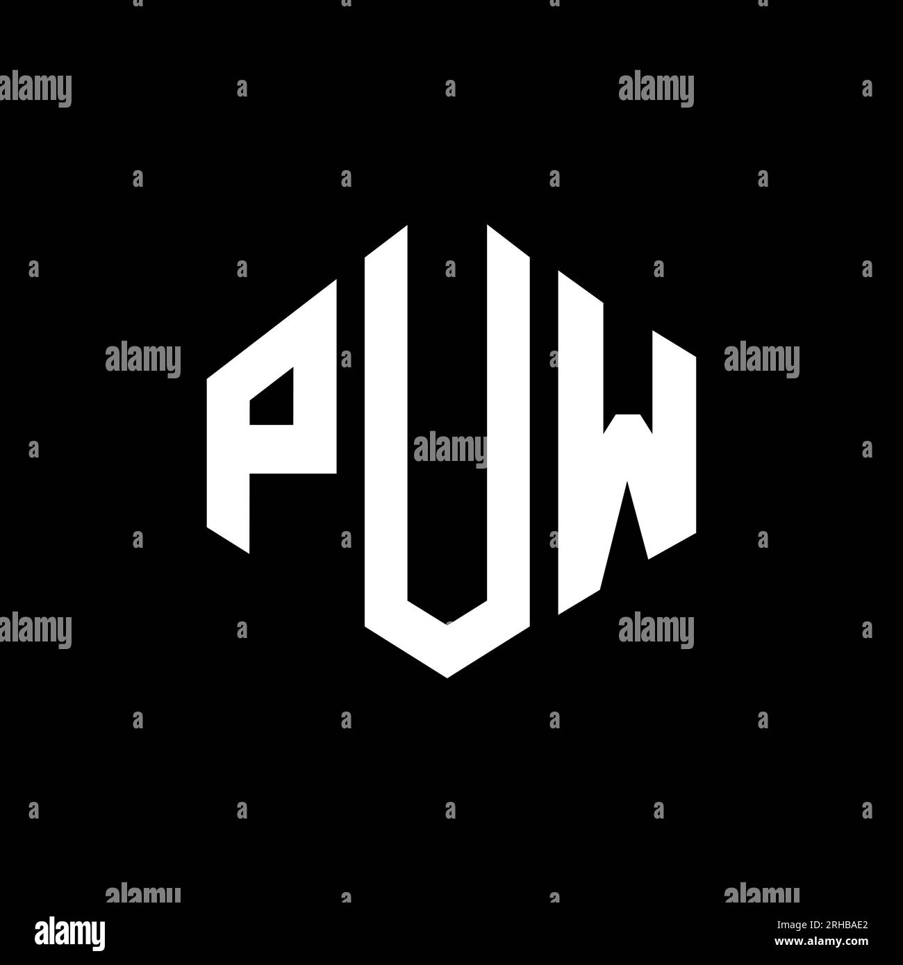 PUW letter logo design with polygon shape. PUW polygon and cube shape ...