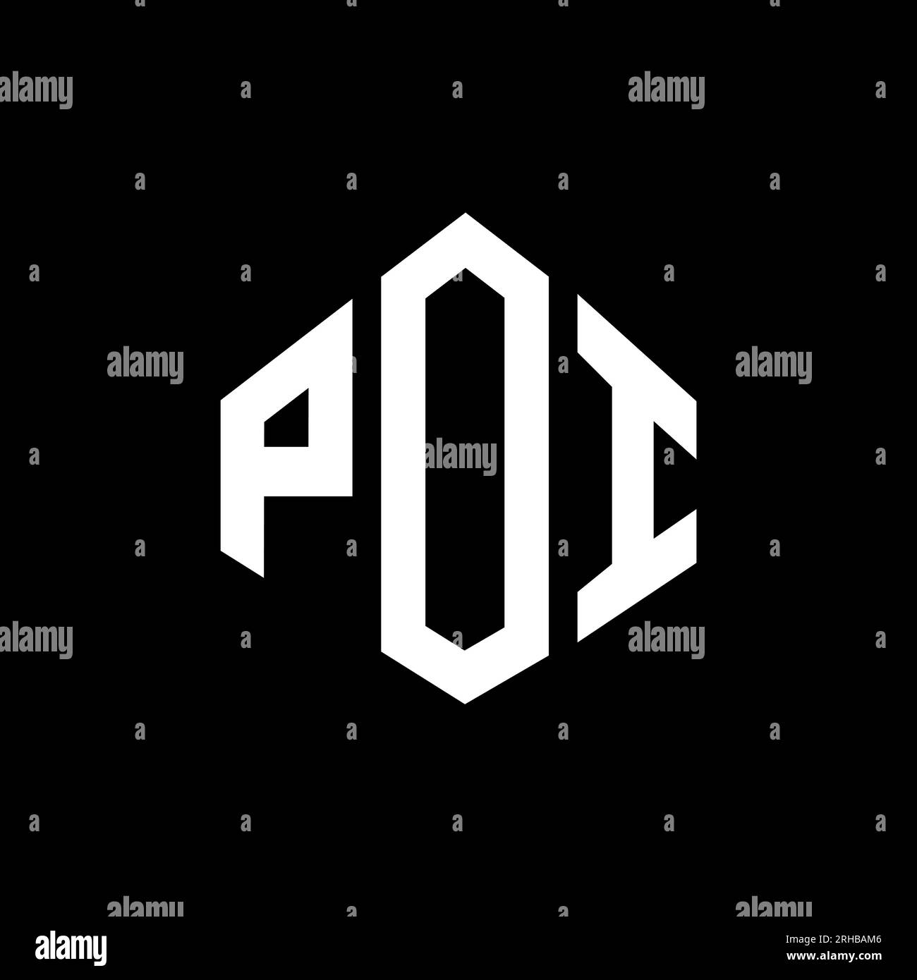 POI letter logo design with polygon shape. POI polygon and cube shape ...