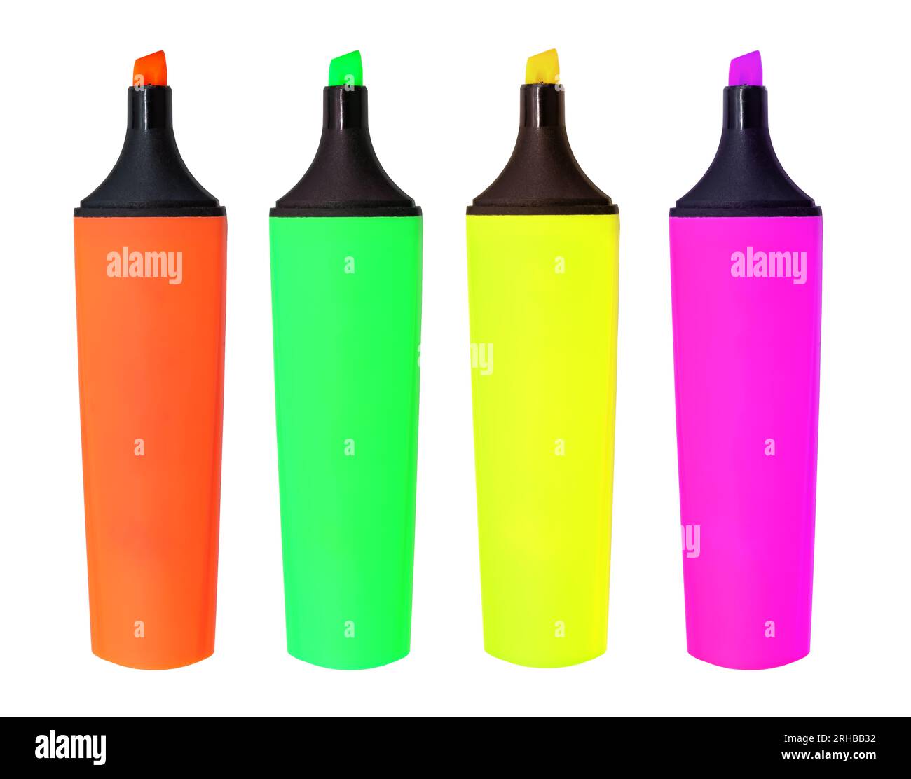 Set of multi-colored markers on a white background. Text marker for ...