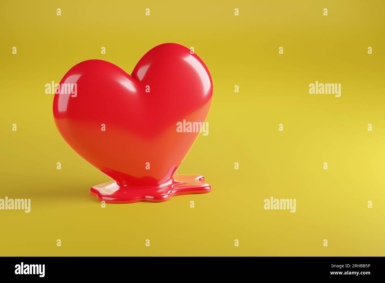 Melted red heart with copy space. 3d illustration Stock Photo - Alamy