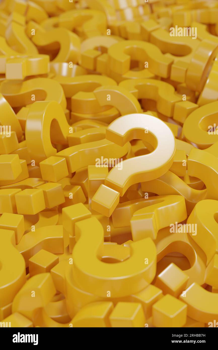 Lots of solid yellow question marks. 3d illustration Stock Photo - Alamy