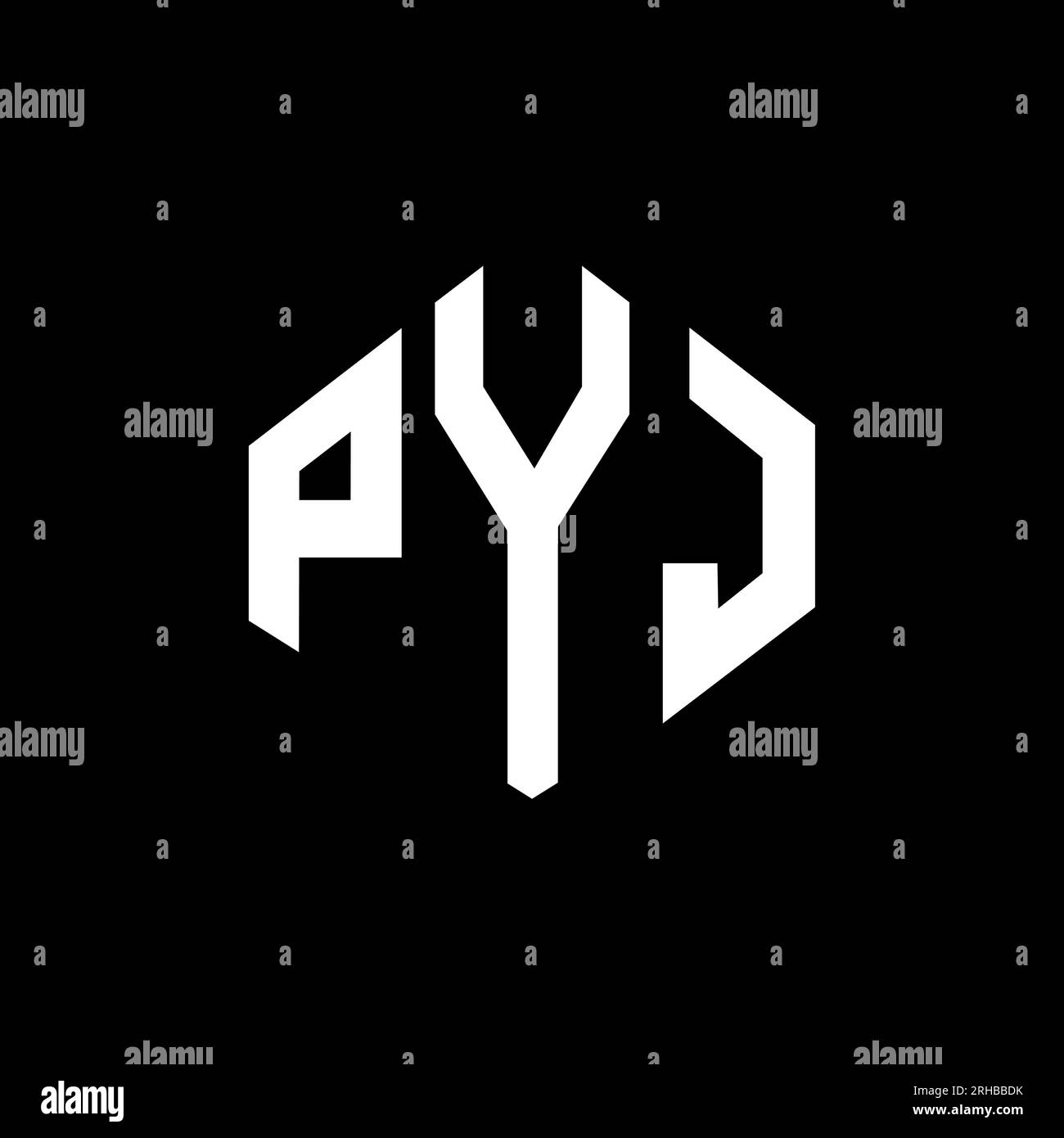 PYJ letter logo design with polygon shape. PYJ polygon and cube shape ...