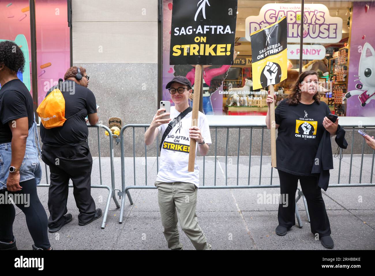 Elliot Page is seen at the SAG-AFTRA picket line in Downtown, Manhattan ...