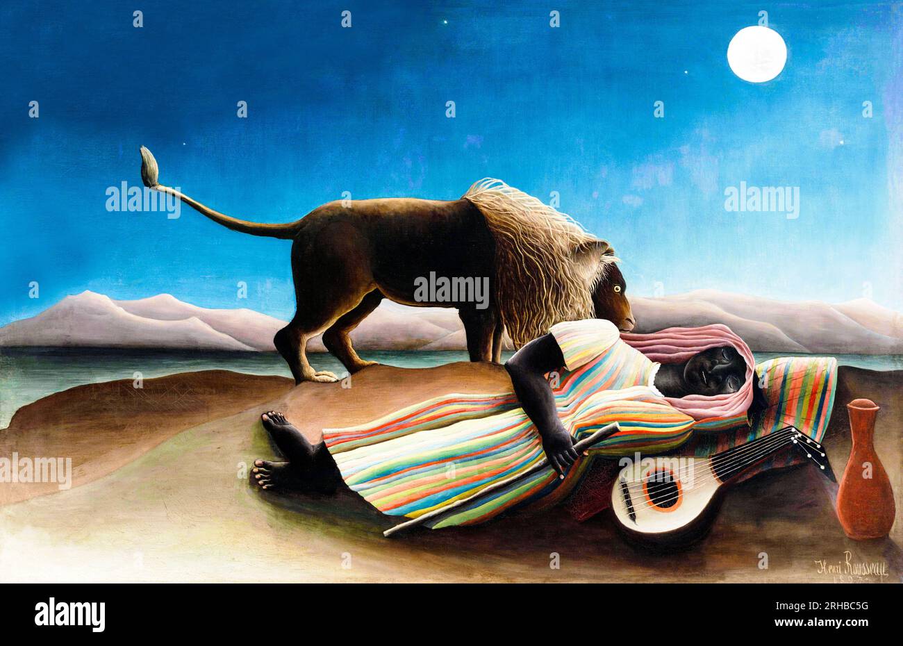 Henri Rousseau's The Sleeping Gypsy famous painting. Original from ...