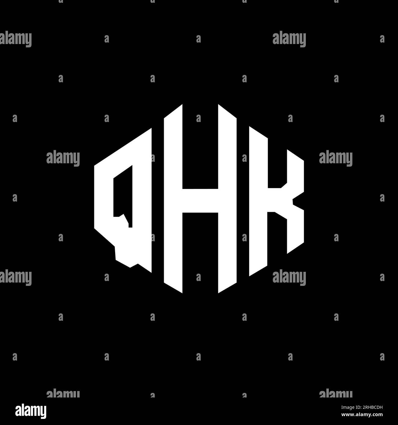QHK letter logo design with polygon shape. QHK polygon and cube shape ...