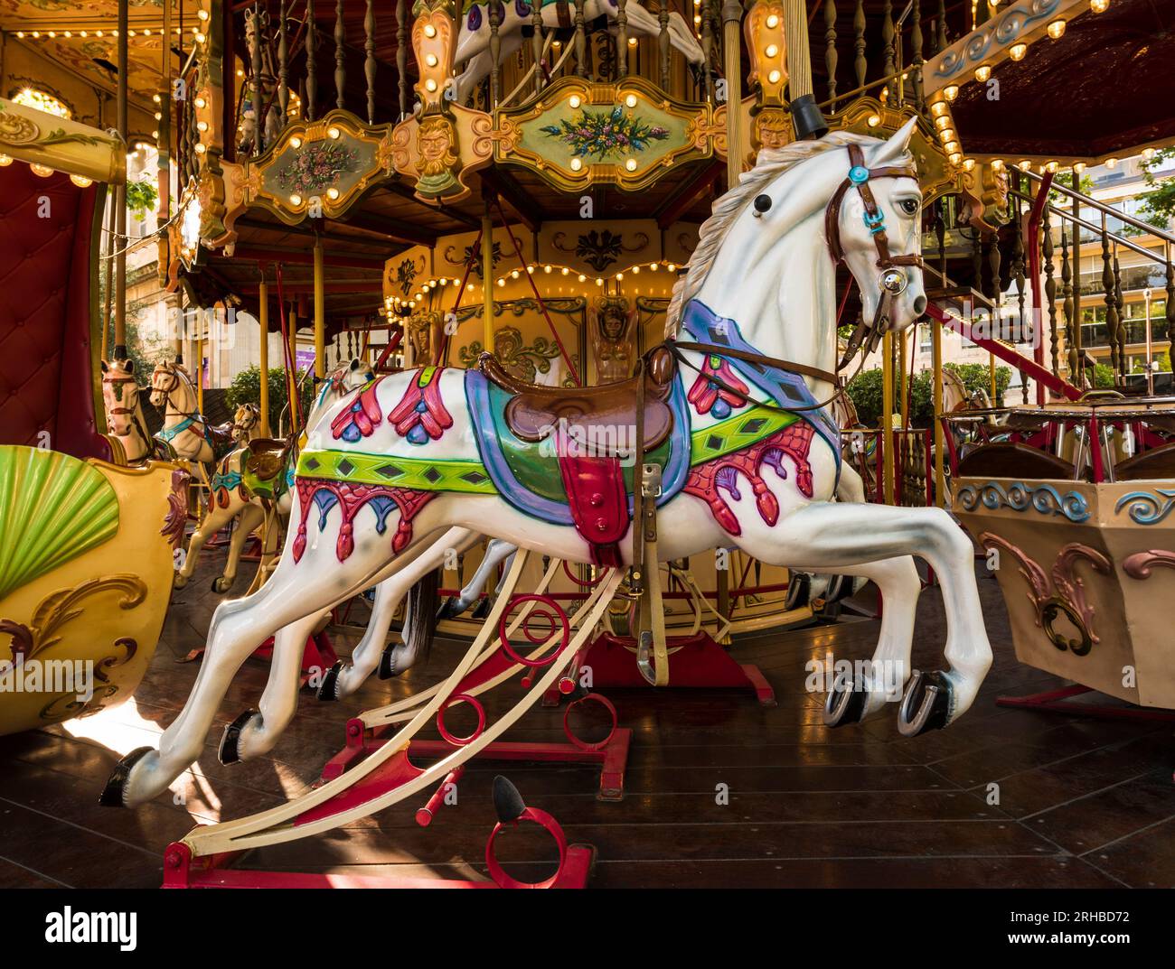 Colorful horse in a carousel in Avignon. Vaucluse, Provence, France ...