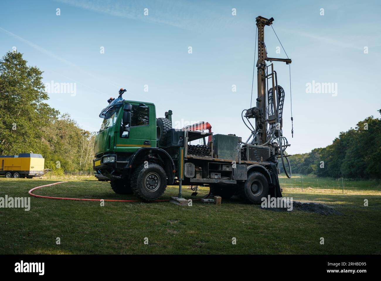 Water well drilling rig preparing to boring dowin into the earth Stock ...