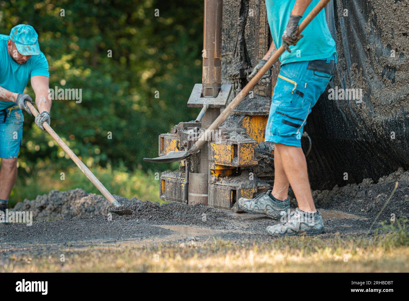 Water well drilling rig preparing to boring dowin into the earth Stock ...
