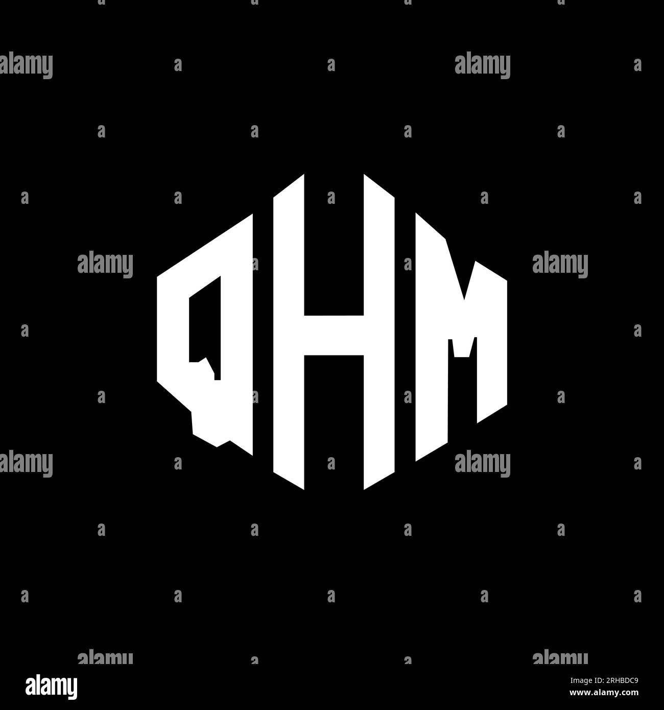 QHM letter logo design with polygon shape. QHM polygon and cube shape ...