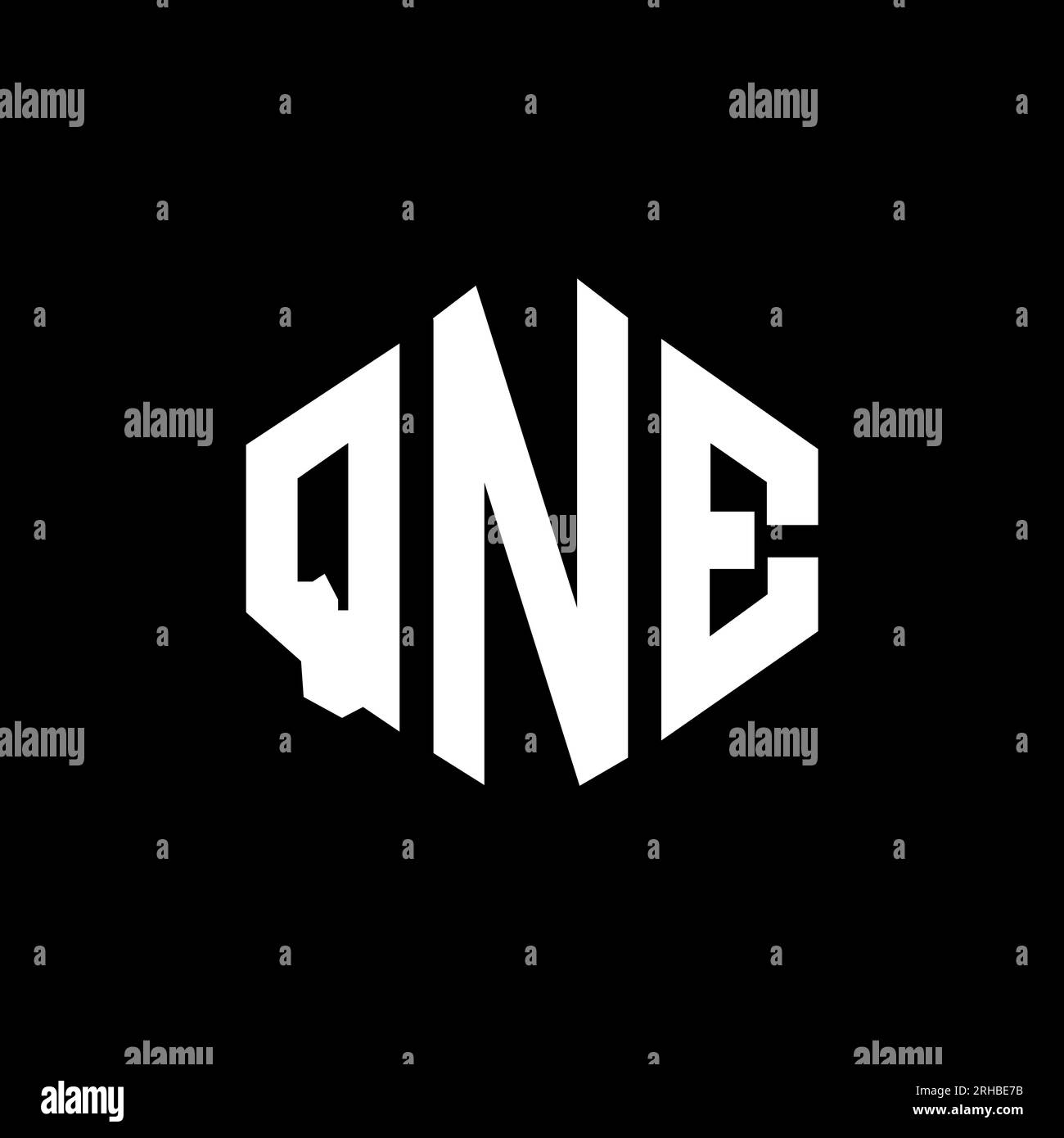 QNE letter logo design with polygon shape. QNE polygon and cube shape ...