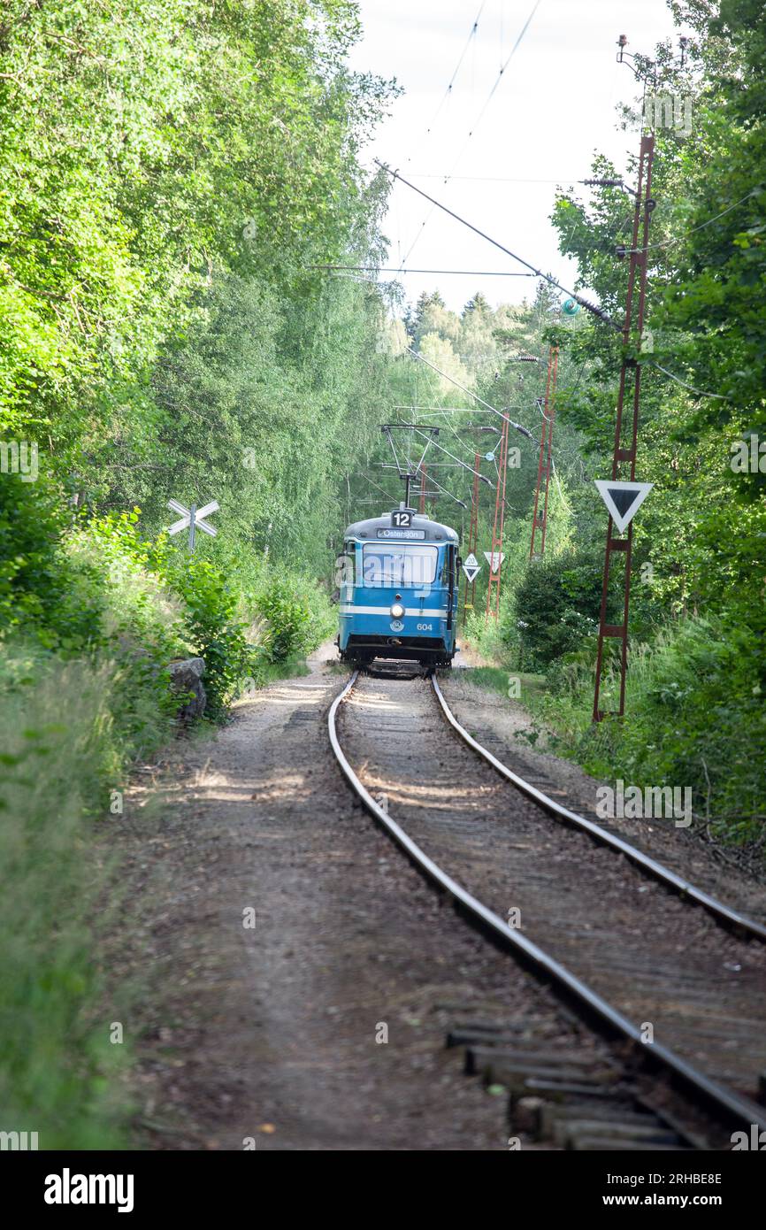 HISTORIC TRAMS in Malmköping Sweden. out on the track. Swedish Local ...