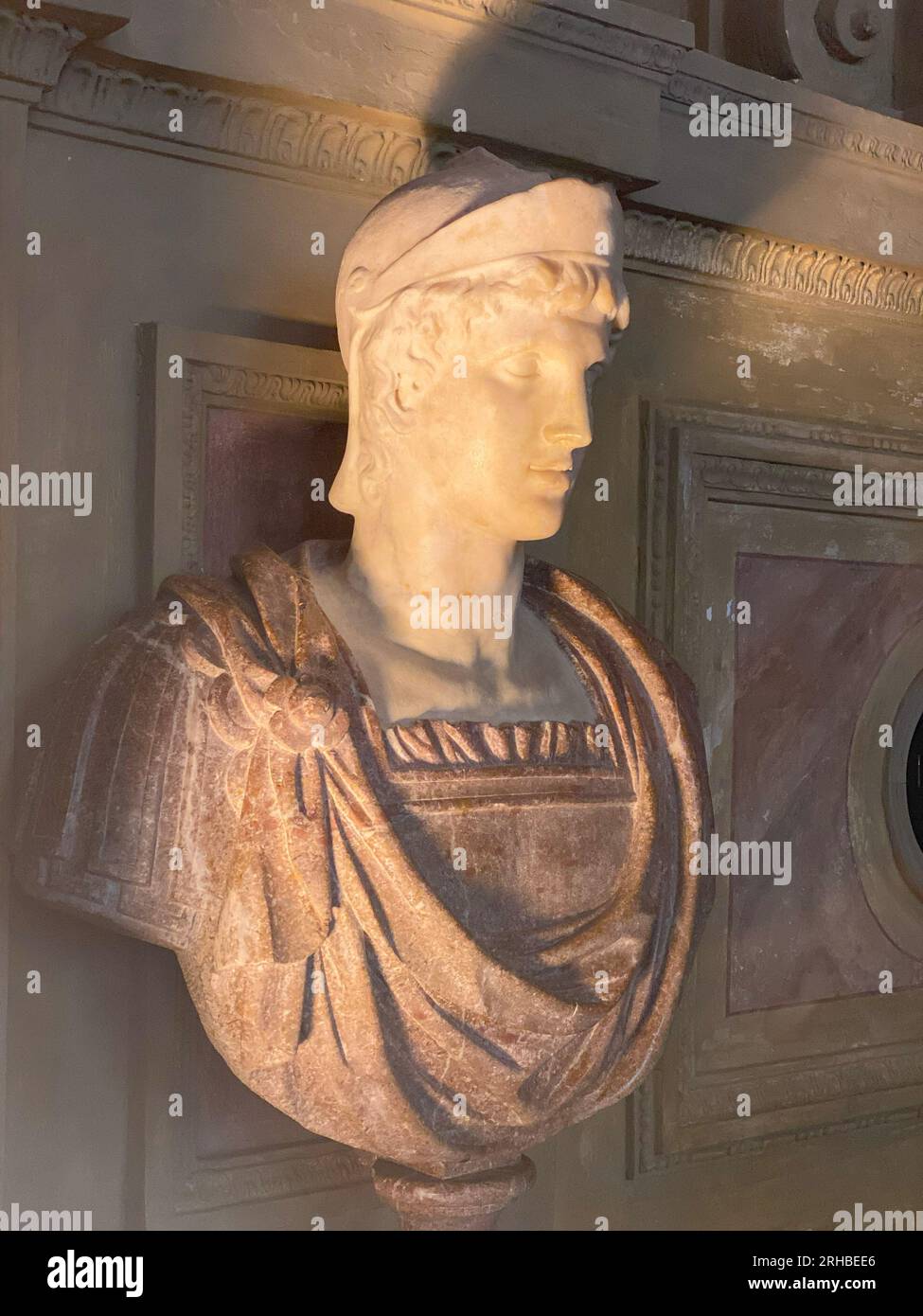 Bust of a roman emperor in Antiquarium, the oldest room in Munich ...