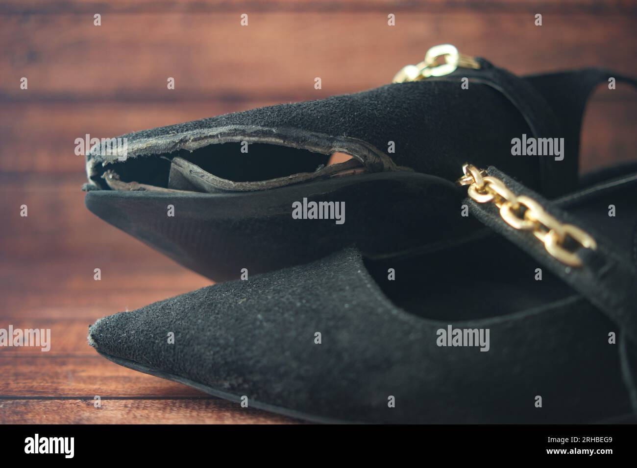 damaged women old worn torn shoes Stock Photo - Alamy