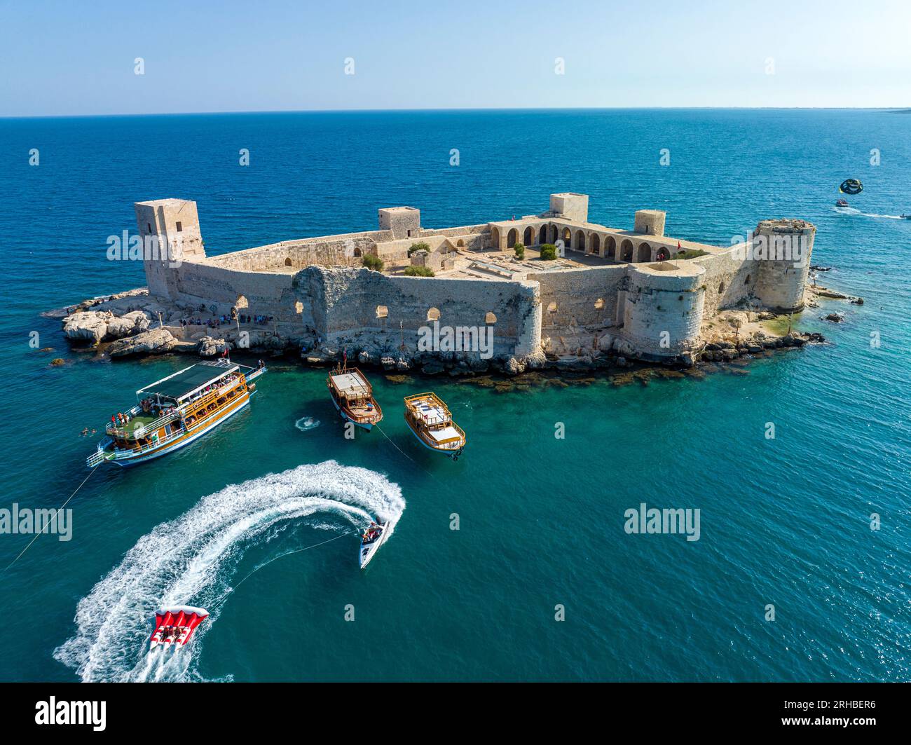 Maidens Castle Kiz Kalesi Drone Photo, Erdemli Mersin, Turkey Stock ...