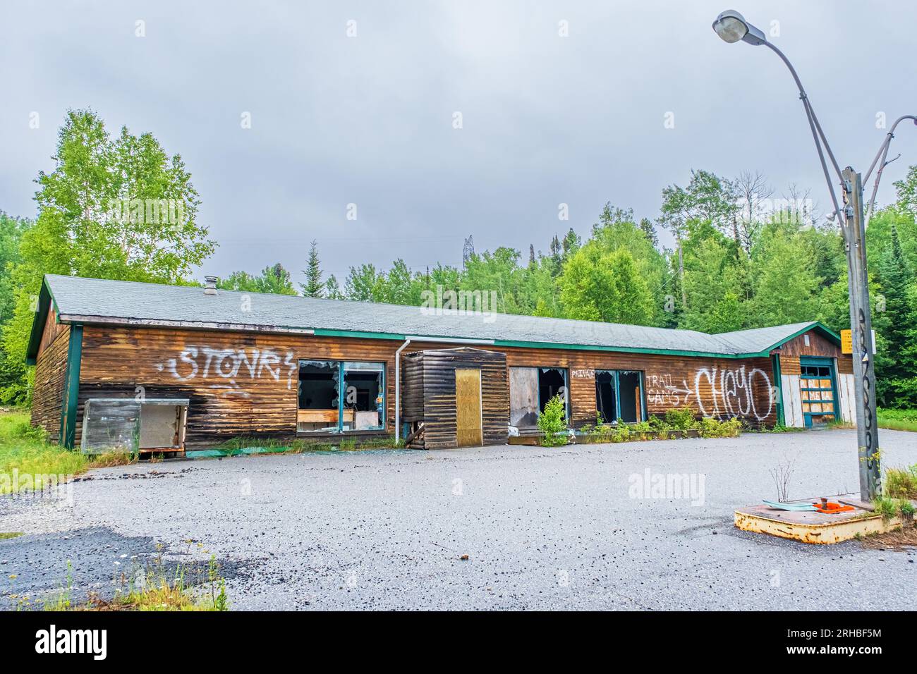 Old abandoned gas station near Thunder Bay Ontario in a state of ...