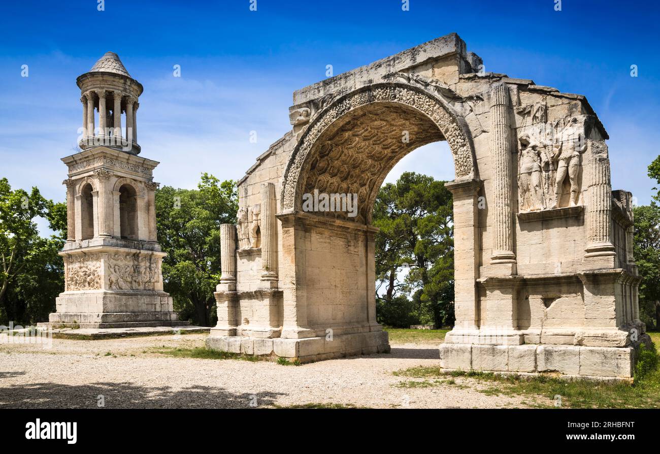 Roman Triumphal Arch and Roman Mausoleum of the ancient Glanum. Saint ...