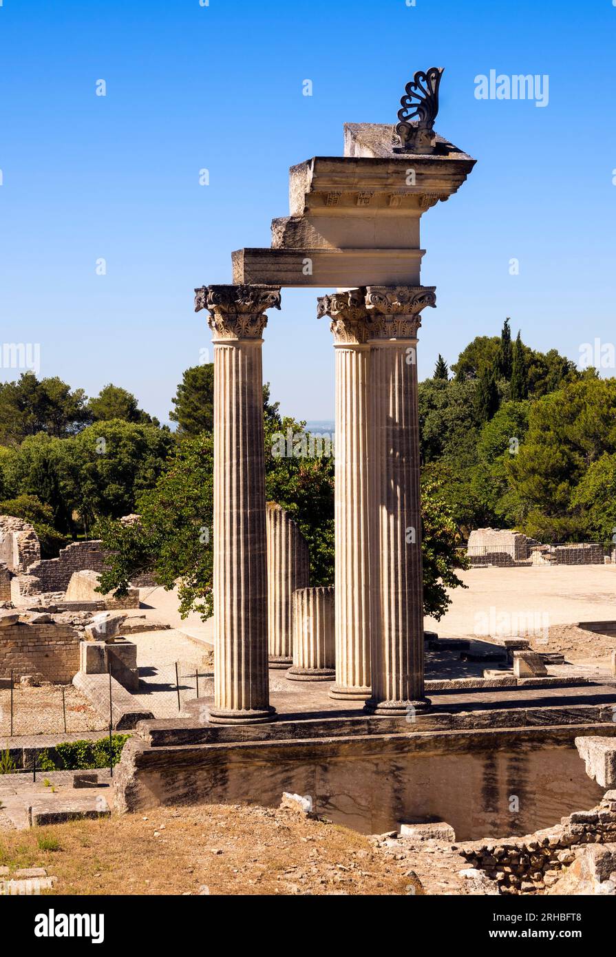 Restored columns of twin Corinthian temple in first Roman Forum of ...