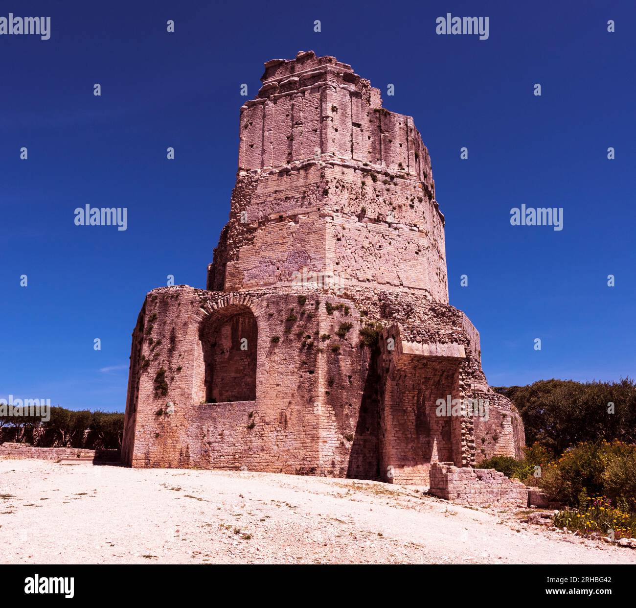 The Roman Tour de Magne, or Magne Tower, in the Jardin de la Fontaine ...