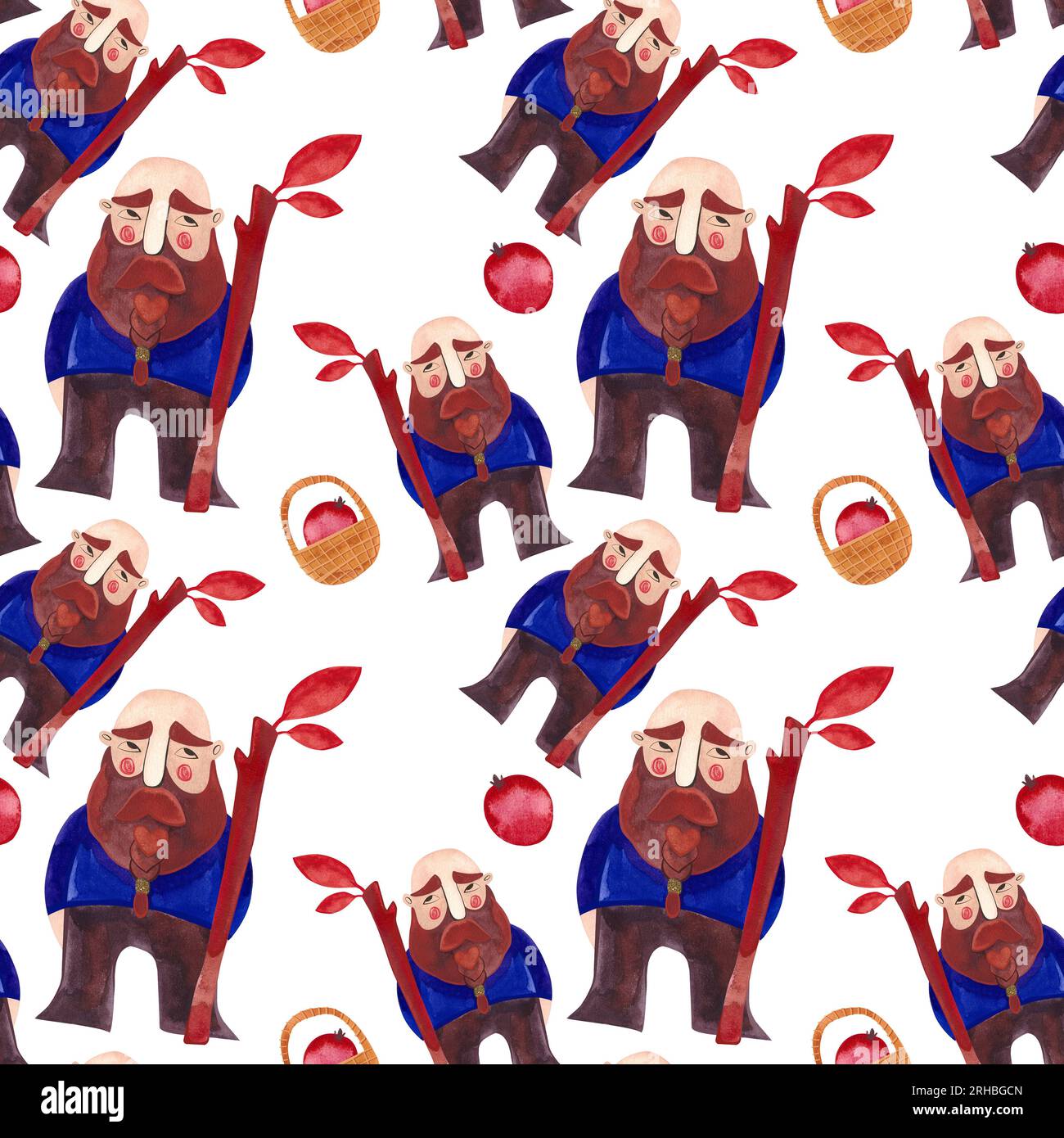 Watercolor seamless patern with autumn gnomes . Seasonal wrapping paper ...