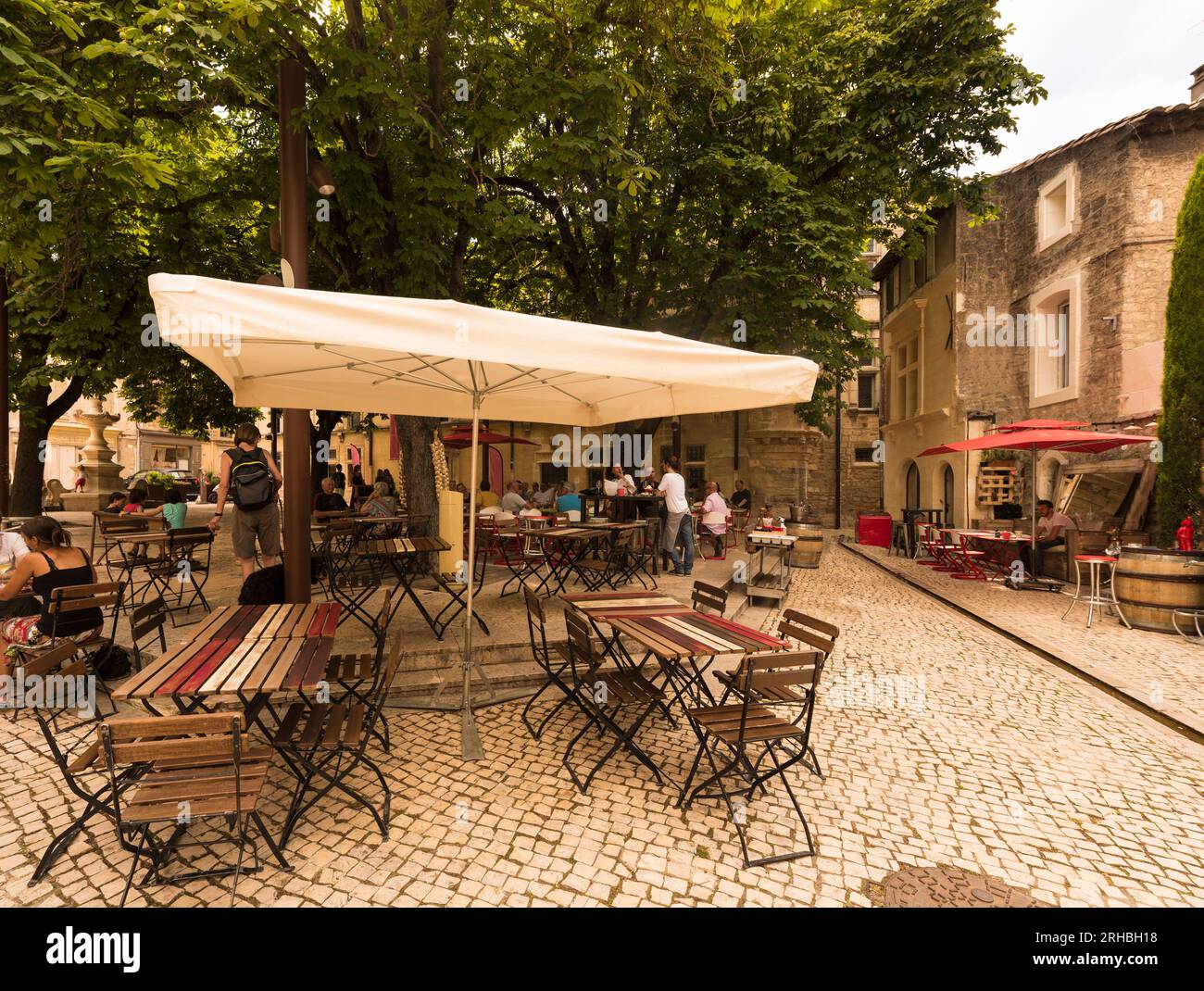 St Remy de Provence, Buches du Rhone, France, 25,06,2018. Place Favier ...