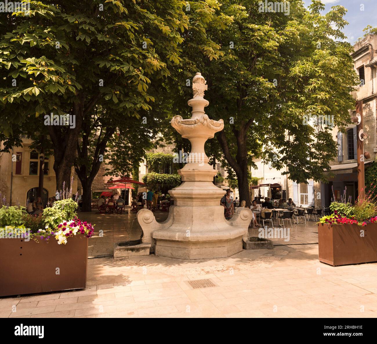 St Remy de Provence, Buches du Rhone, France, 25,06,2018. Place Favier ...