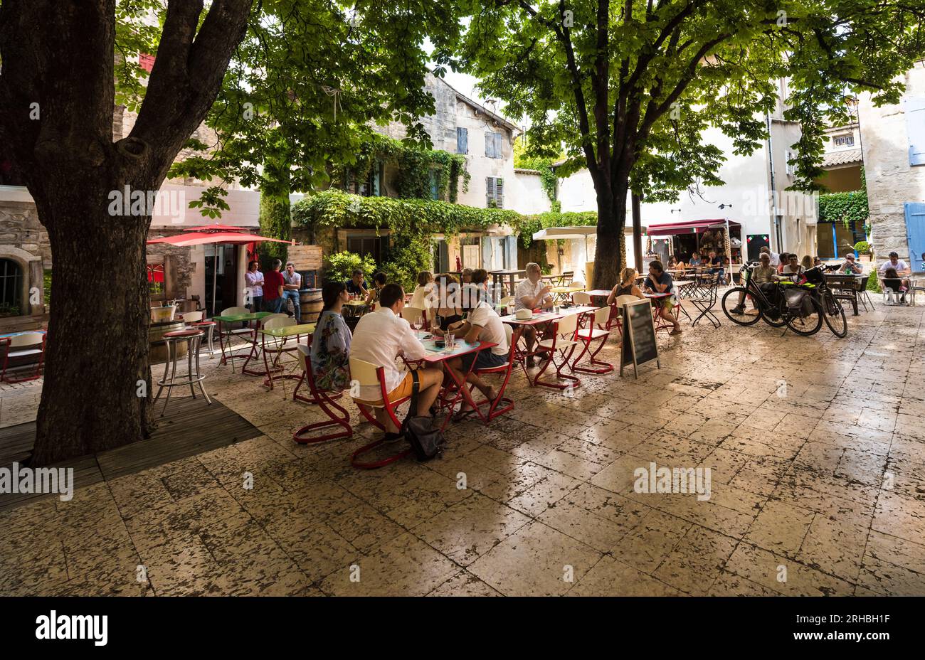 St Remy de Provence, Buches du Rhone, France, 17,06,2018. Place Favier ...